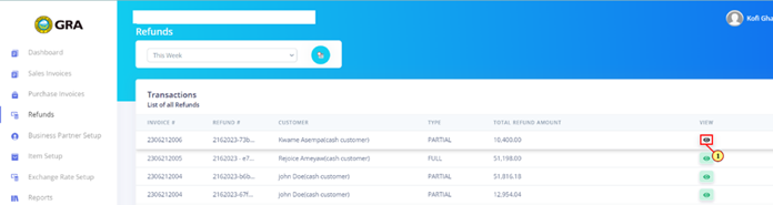 Downloading a Refund Invoice – GRA E-VAT